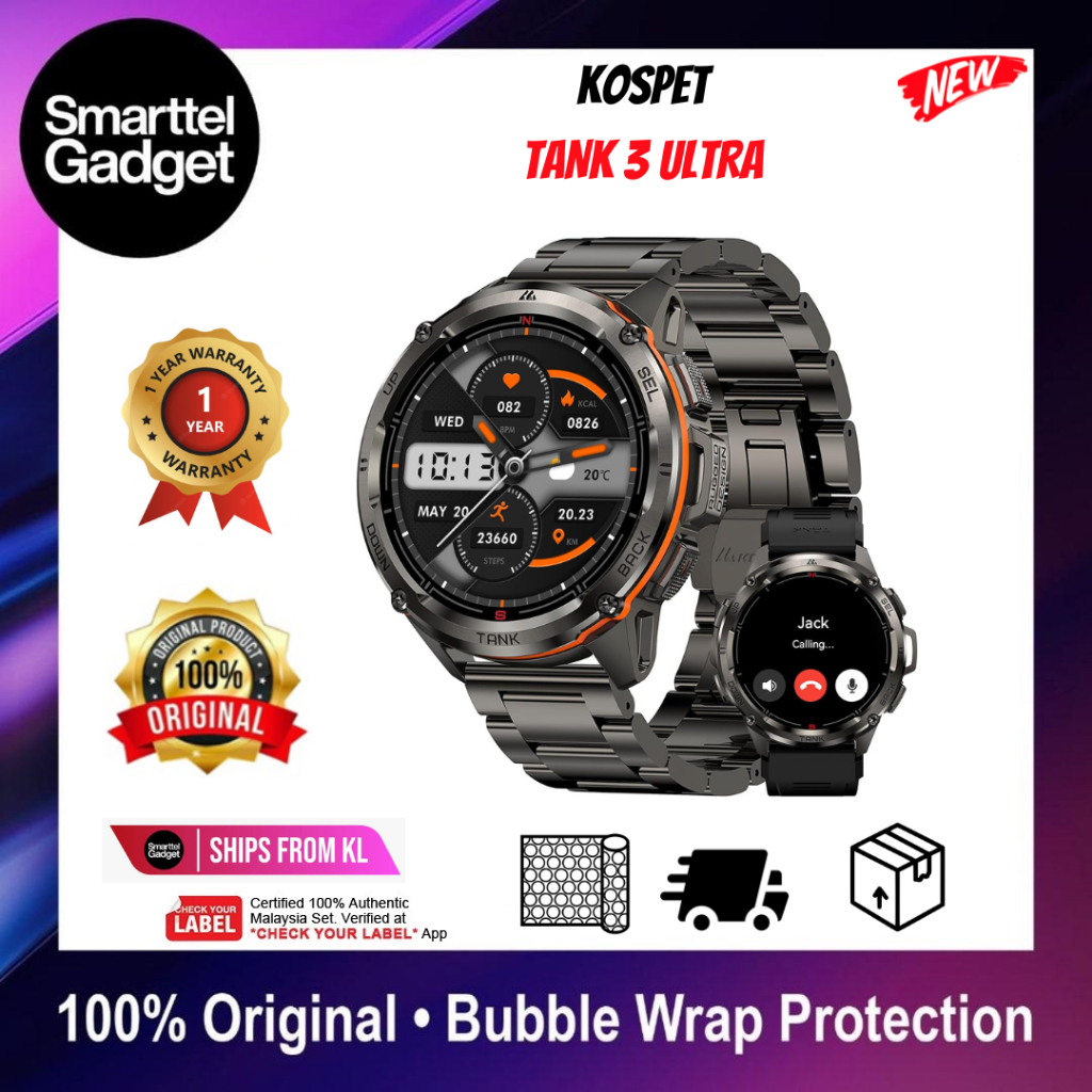 KOSPET TANK T3 ULTRA GPS Smartwatch For Men with Heart Rate/100M ...