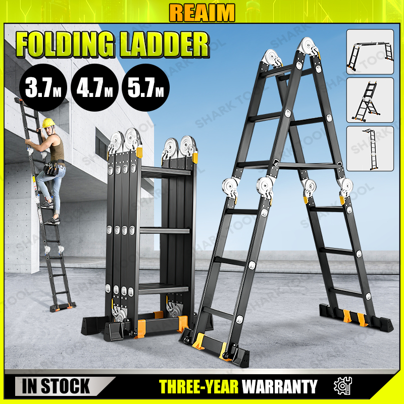 REAIM Tangga Lipat Aluminium Heavy Duty Ladder Folding Ladder Foldable ...