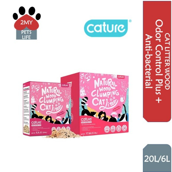 CATURE Wood Clumping Cat Litter - Odor Control Plus + Anti-bacterial ...
