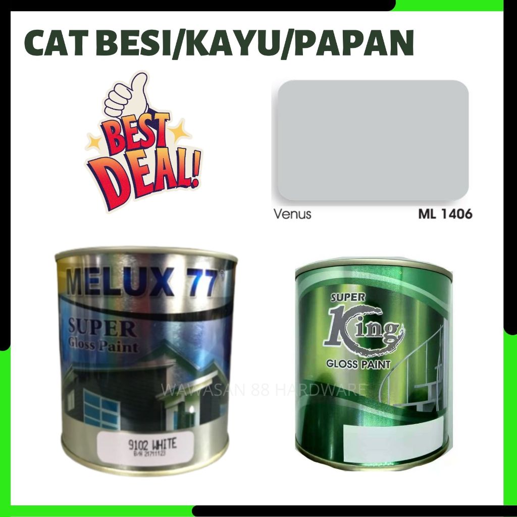 1406 Venus Melux 77 Super King Gloss Paint Metal Wood Grey Oil Paint Cat Besi Kayu Papan Cat ...