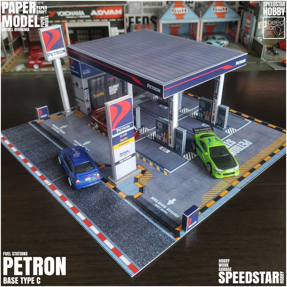 1:64 Petron Base Size: 27 x 27 cm - Diorama Paper Model Speedstar hobby ...
