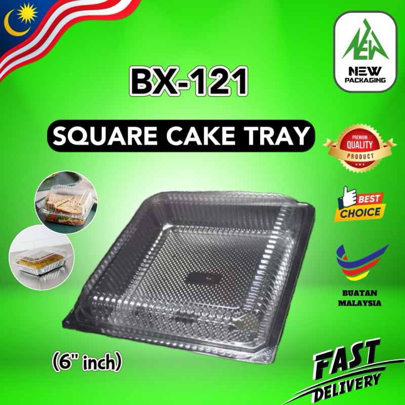 BX-121 6-Inch Square Cake Tray [10pcs] - Disposable Plastic Cake Box ...