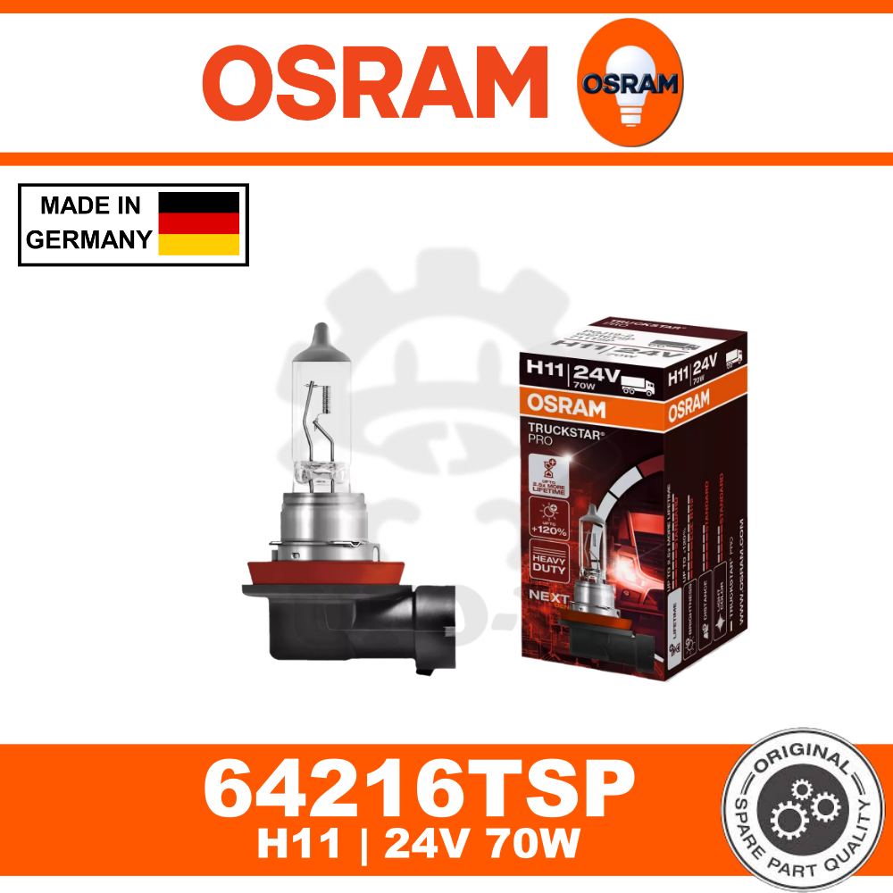 64216TSP OSRAM Original Made in GERMANY Halogen Light Truck Bulb H11 ...