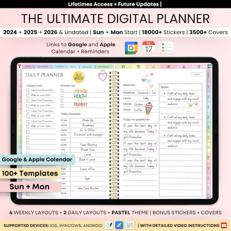 All-in-One Dated Digital Planner 2024-2025 - Budget, Fitness, Notebook ...