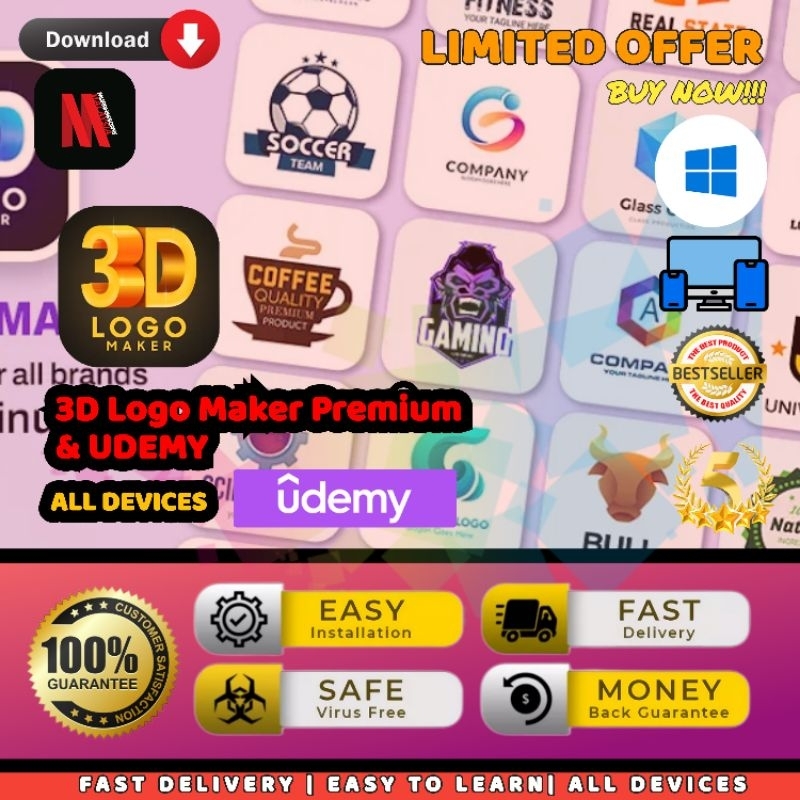 3D Logo Maker Premium & UDEMY Vector Logo Design in Affinity Designer ...