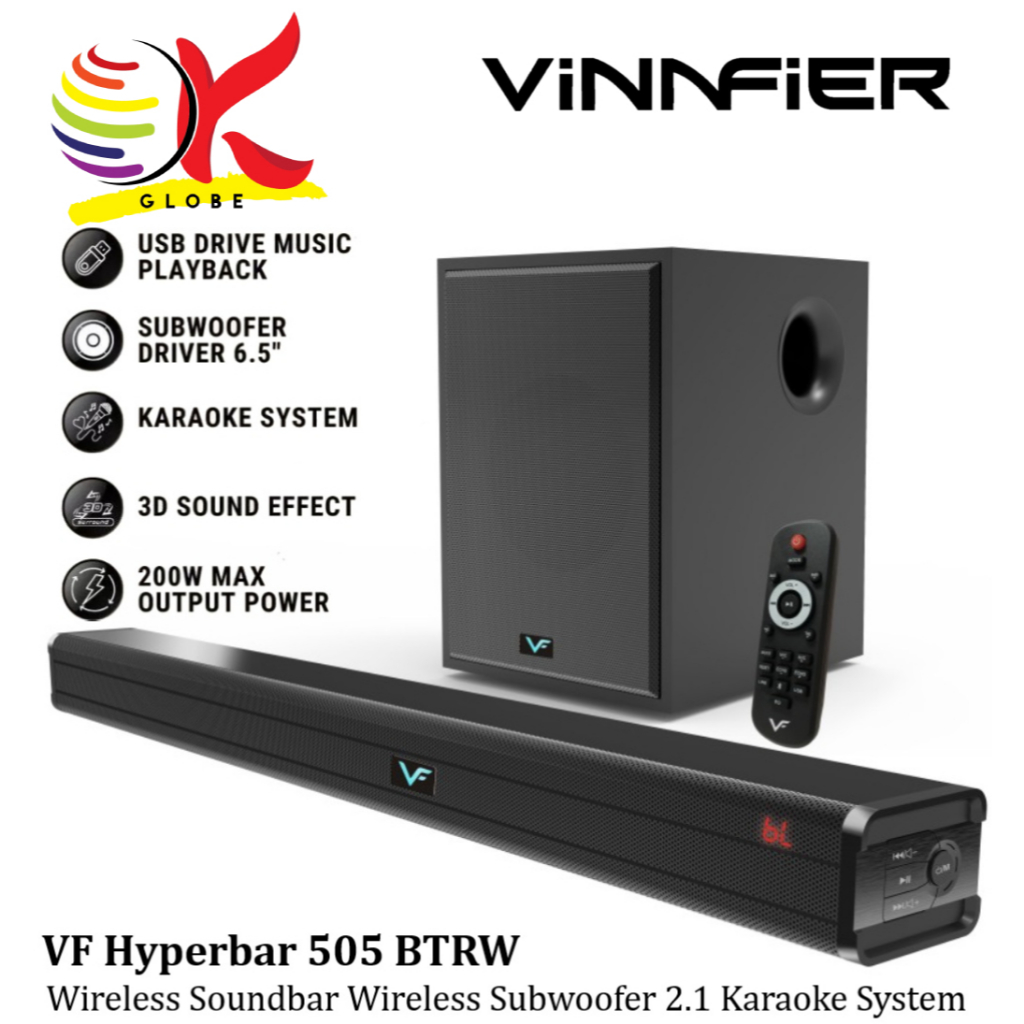 VINNFIER HYPERBAR 505 BTRW WIRELESS SOUNDBAR SPEAKER WITH WIRELESS ...