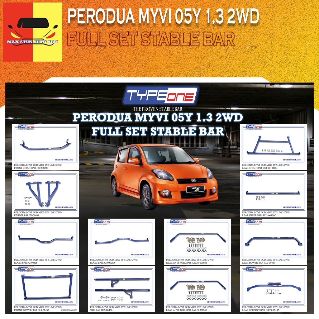 TYPE ONE 100% ORIGINAL PERODUA MYVI 05Y 1.3 2WD FULLSET STABLE BAR ...