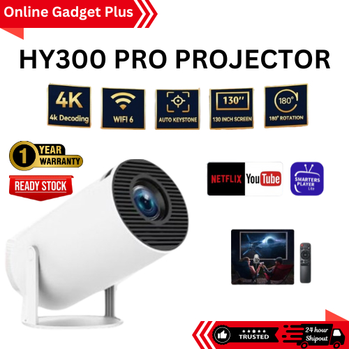 HY300 Pro PLUS Projector 4K Home Theater Wifi Bluetooth HDMI Port Large ...