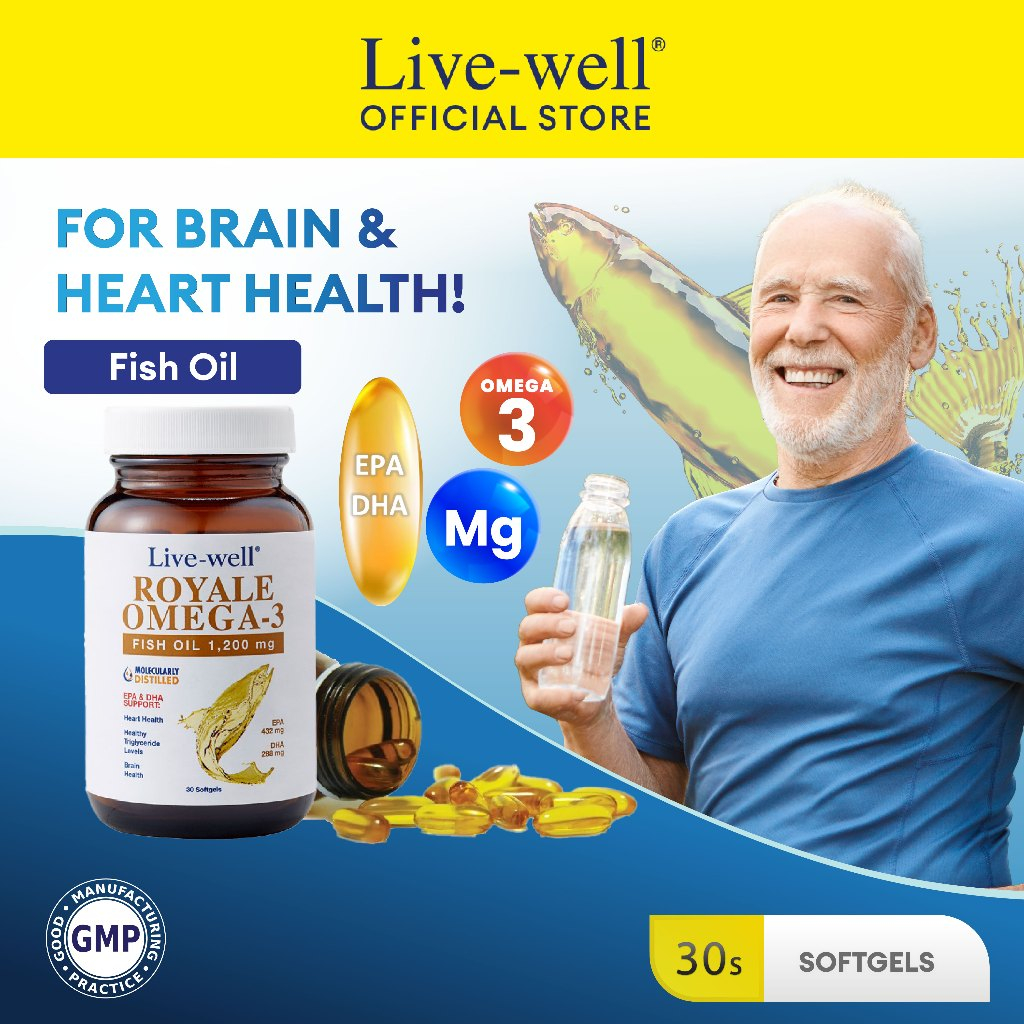 Live-well Royale Omega 3 Fish Oil 1,200mg Supplement EPA DHA Heart ...