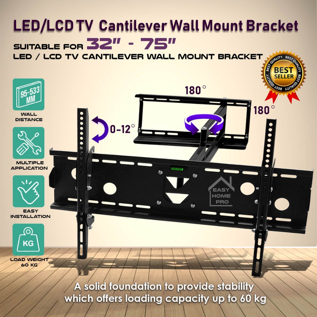 Universal 32"-75" Inch Breket TV Bracket Cantilever Full Motion Swivel ...
