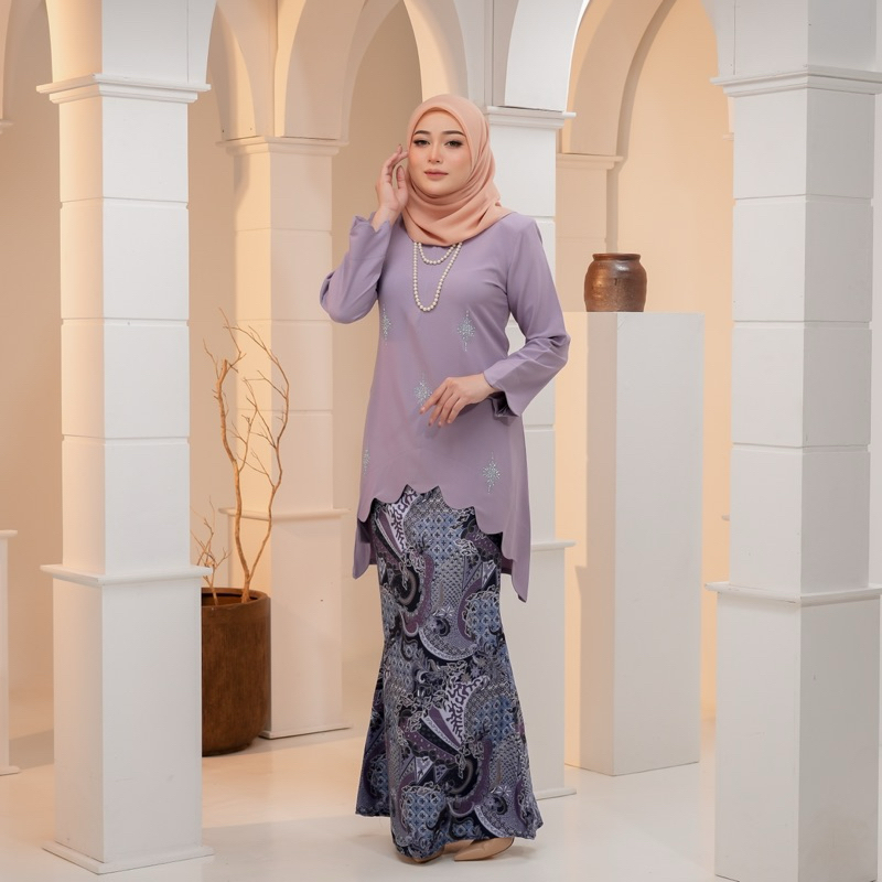 (DIAMOND SET)CIK SURI SCALLOP RIAU KURUNG KAIN PLATED BATIK EDITION ...