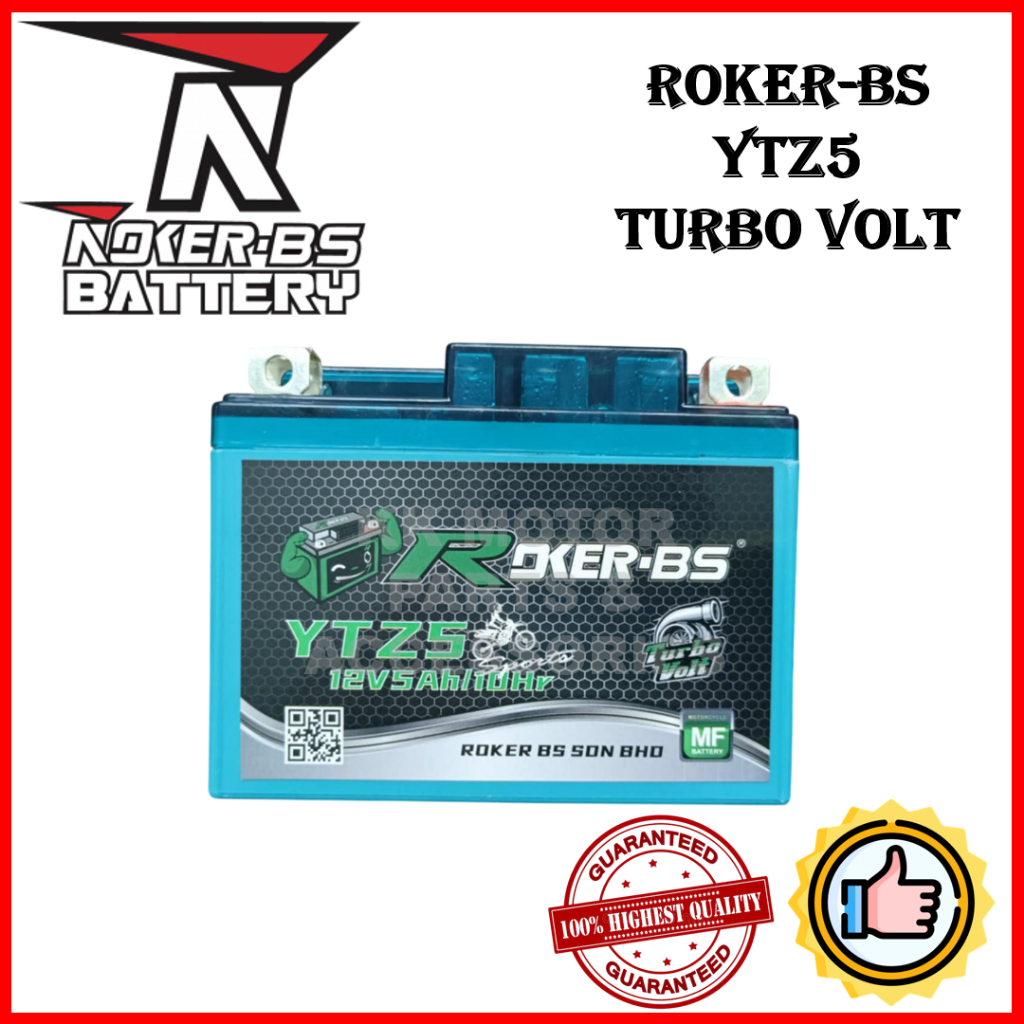 ROKER-BS BATERI BATTERY TURBO VOLT YTZ5 Y15ZR/LC135 NEW/EGOS/ICON/FZ150 ...