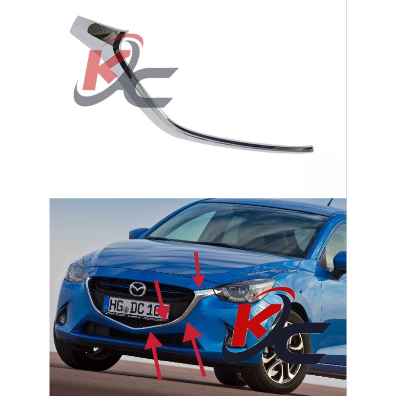Mazda 2 DJ 2014-2019 Front Bumper Grille Molding Trim Chrome garnish ...