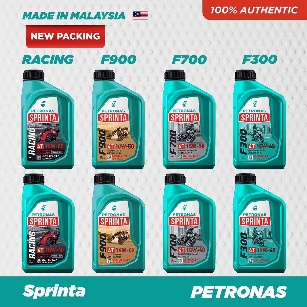 PETRONAS SPRINTA RACING F900 F700 4T 10W40 10W50 15W50 SYNTHETIC ENGINE OIL (1L) F300 20W40 ...