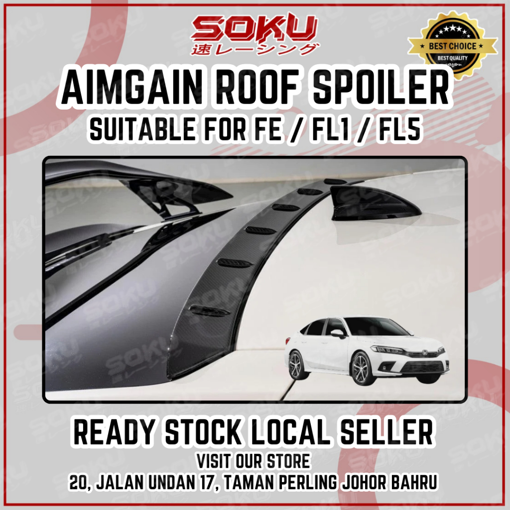 AIMGAIN DESIGN HONDA CIVIC FE FL1 FL5 2022-2025 ROOF SPOILER DIFFUSER ...