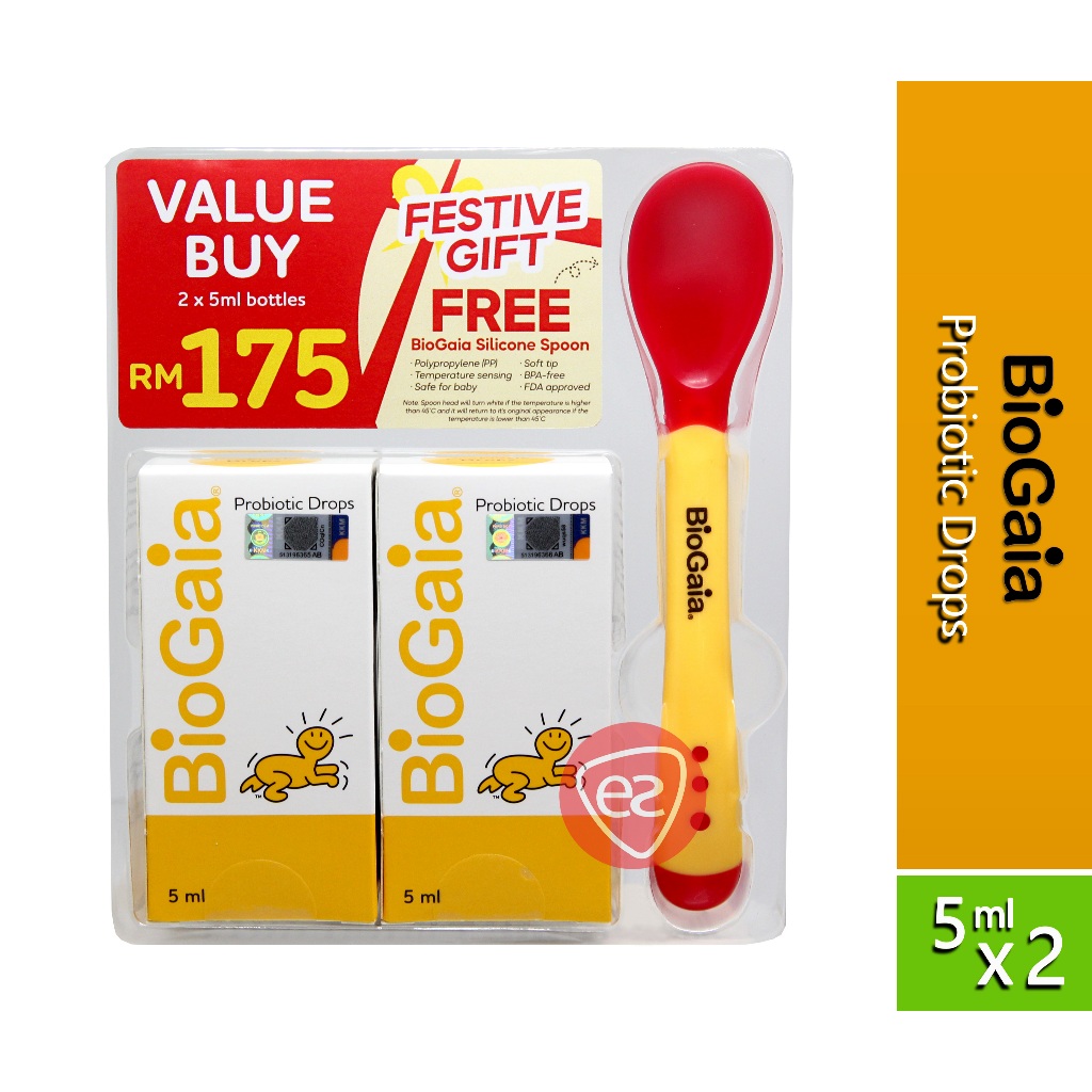BioGaia Probiotic Drops (Lactobacillus Reuteri DSM 17938) 5ml x2 (Pack ...