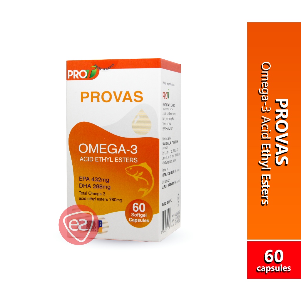 PROT Provas Omega-3 Acid Ethyl Esters (EE) 1200mg Softgel Capsule 60s ...