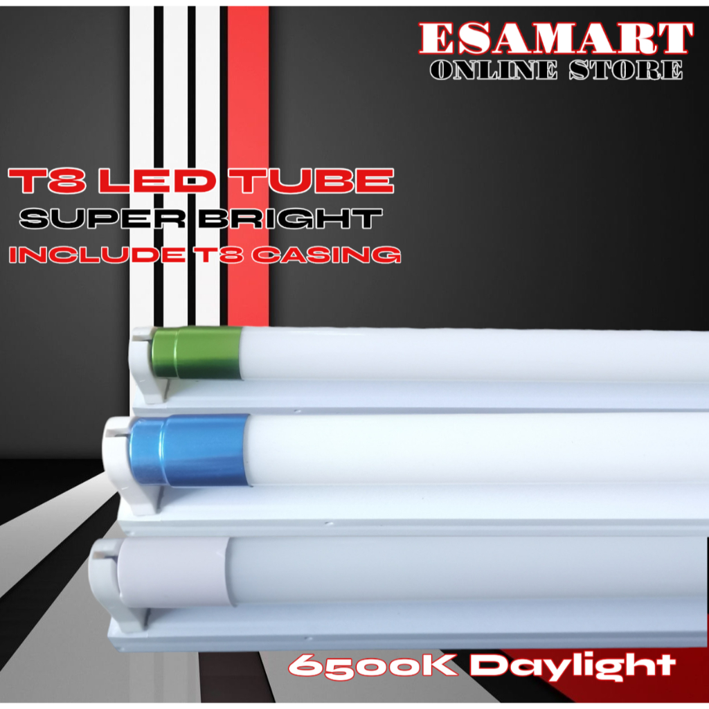 LED Fluorescent T8 4Ft/2Ft Complete Set Light Lampu Kalimantang Panjang Casing Wall Ceiling ...