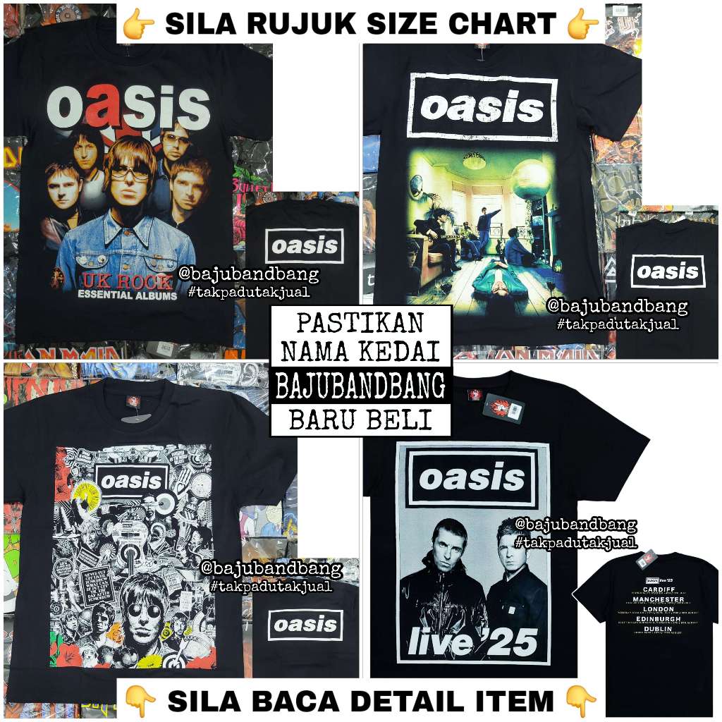 (Pit 18-26) Baju Oasis Band Tshirt ROCK YEAH | Shopee Malaysia