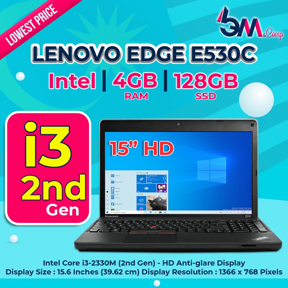 Lenovo ThinkPad Edge E530c 15 inch Intel i3 2nd Gen - 4GB RAM - 128GB ...