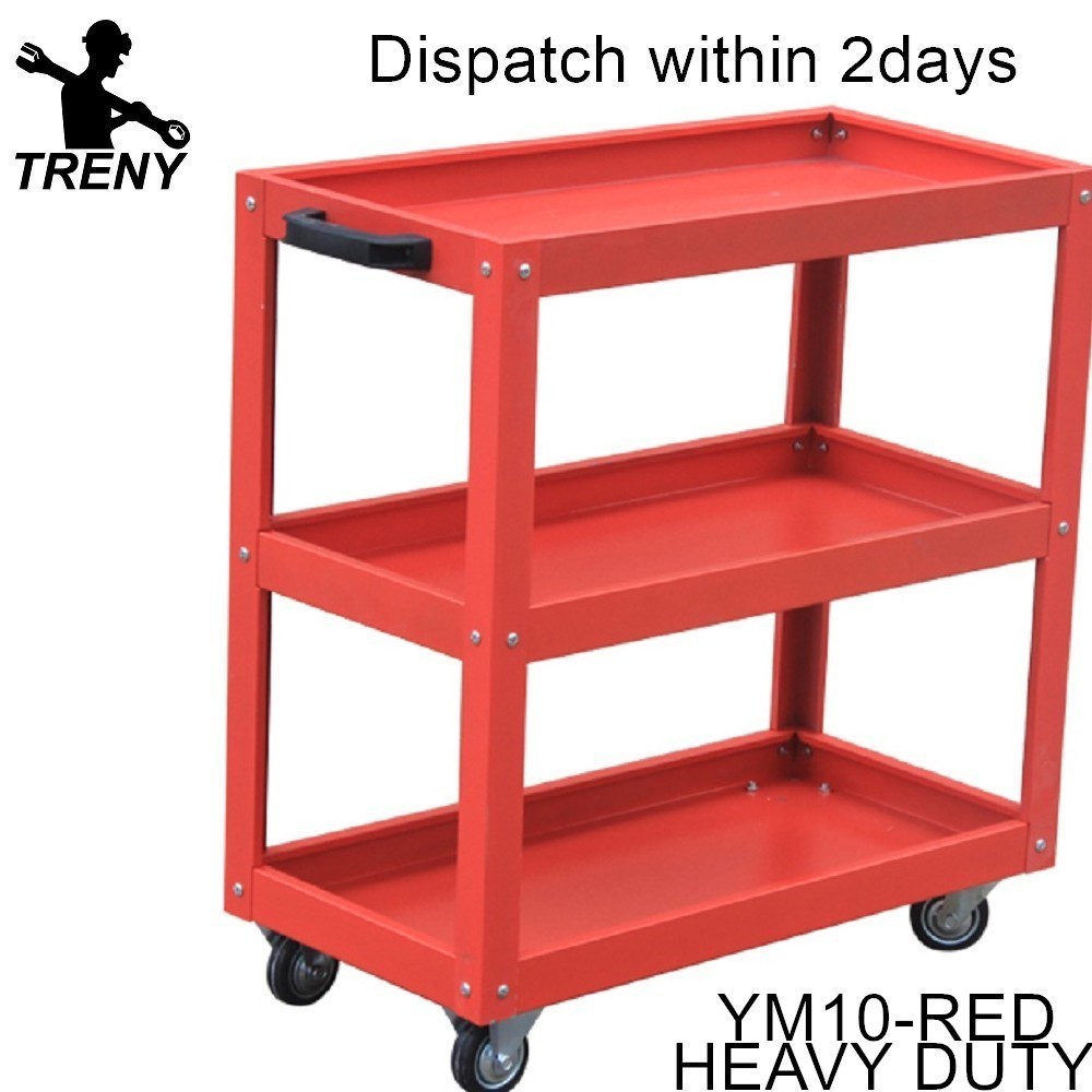 TRENY Heavy Duty 3 Layer Service Cart Tools 3 Tier Metal Steel Tool ...