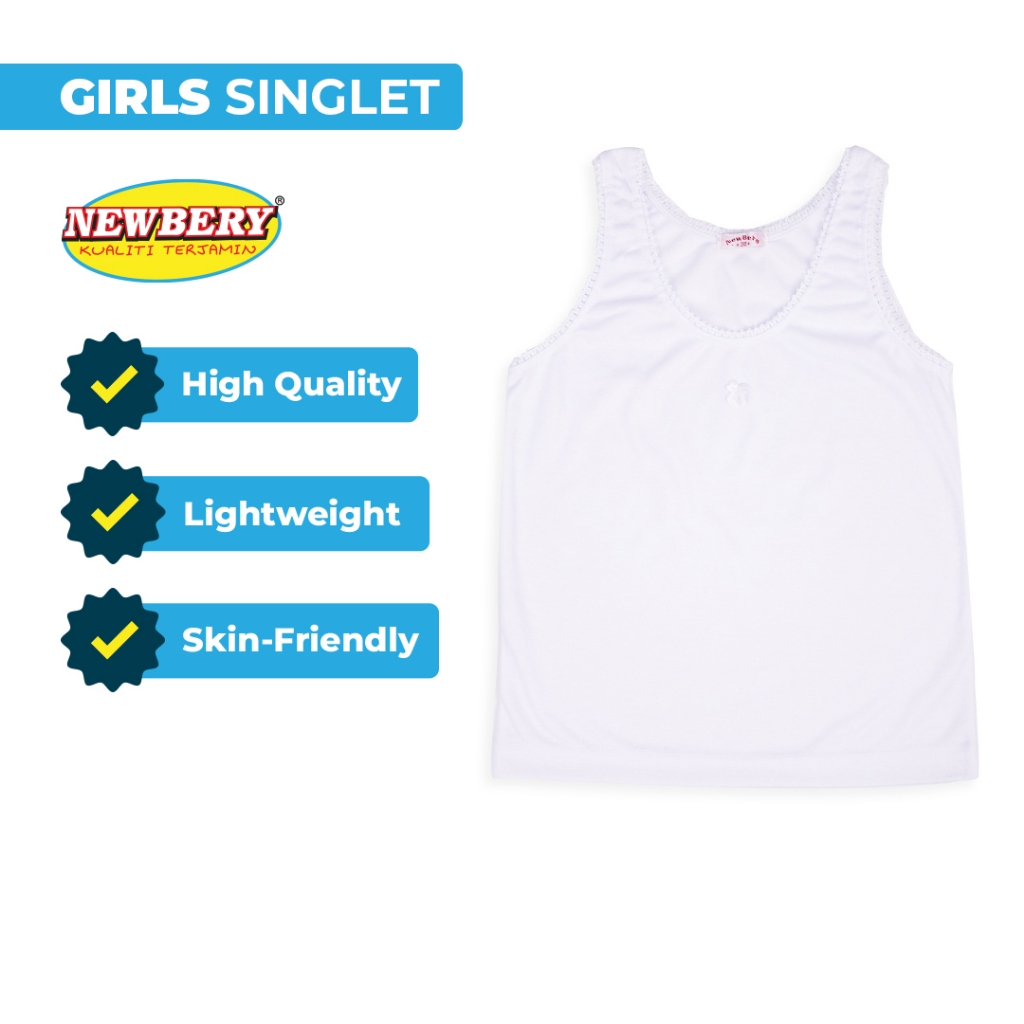 NEWBERY Singlet Putih Budak Perempuan & Dewasa/Singlet Sekolah/Primary ...