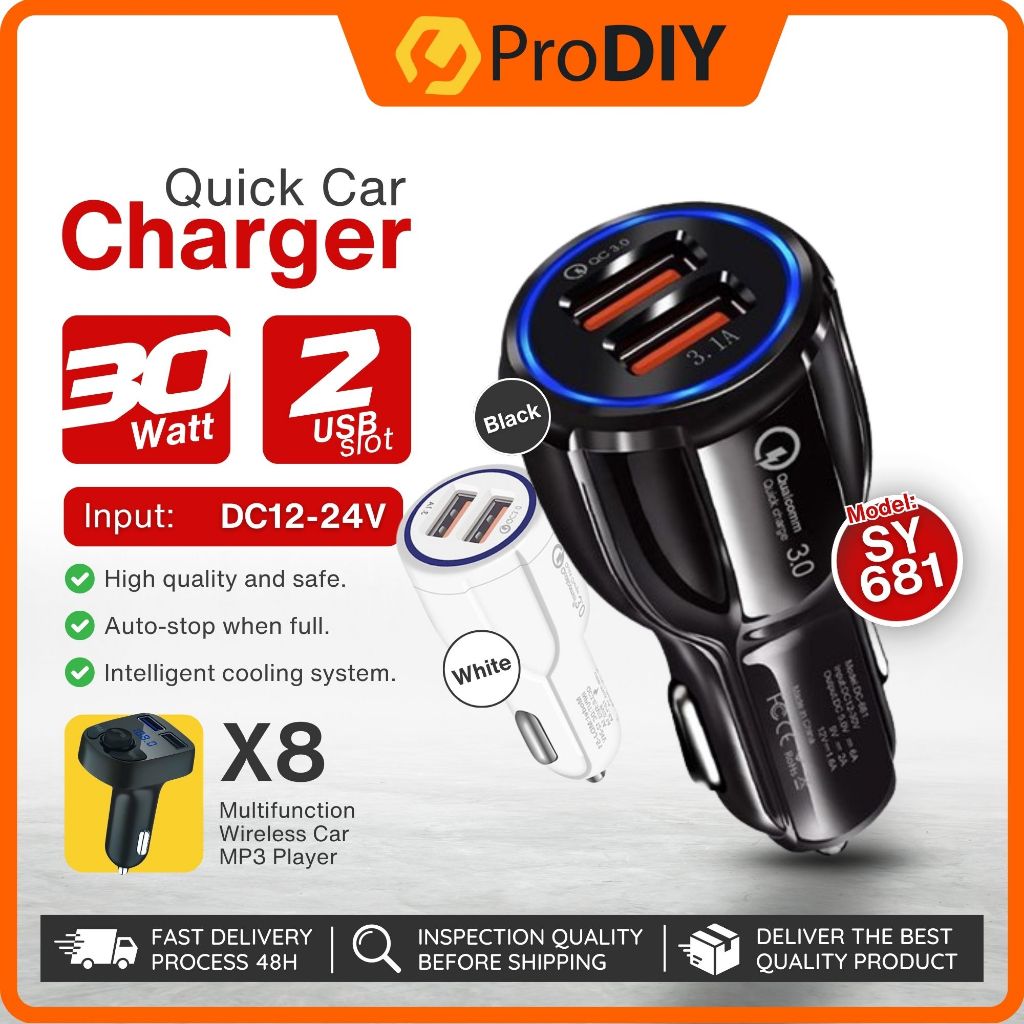 QUICK CHARGE 3.0 3.1A Dual Port USB Car Quick Charger All Model Mobile ...
