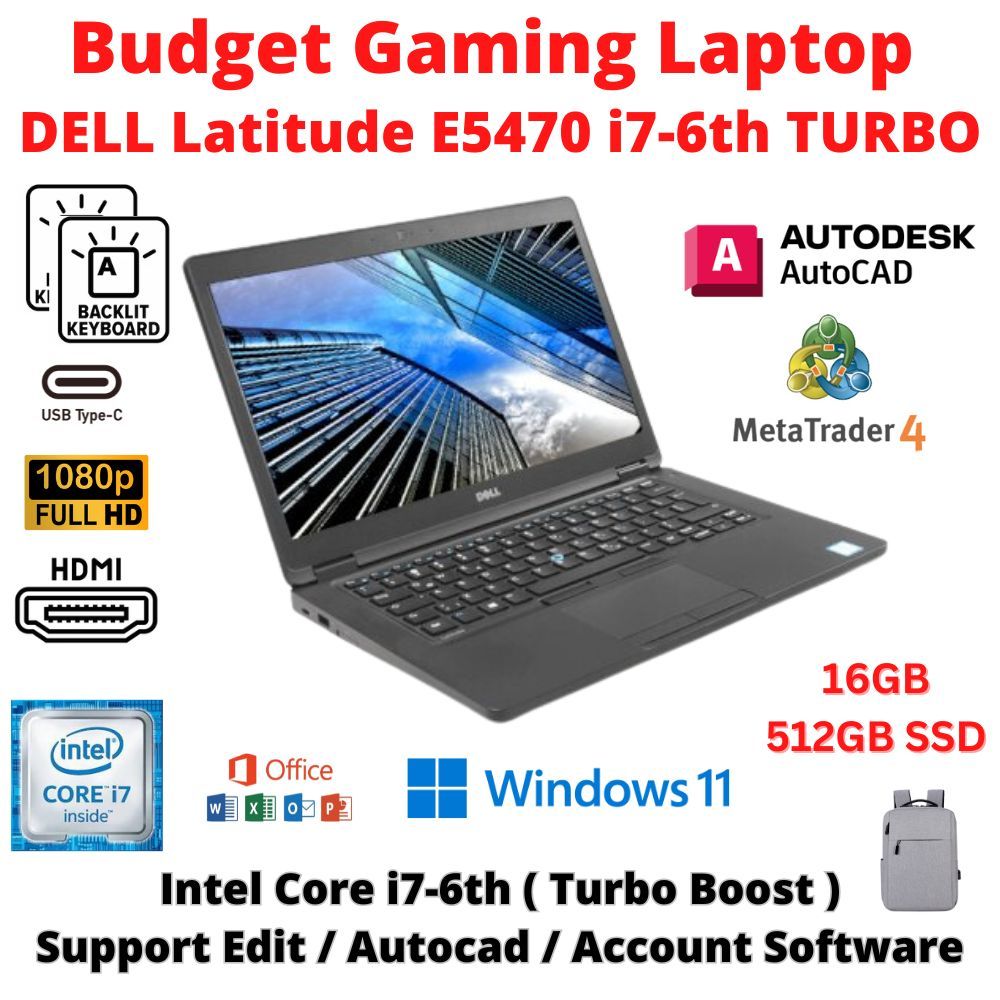 DELL LATITUDE E5470 WINDOW 11 PRO I7-6TH BAKCLIGHT KEYBOARD FULL HD ...