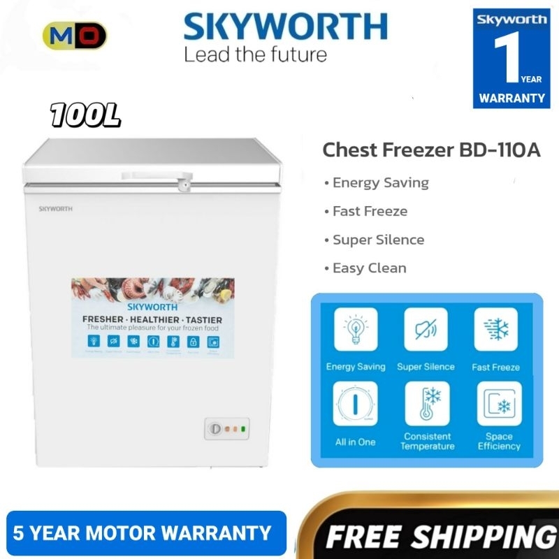 (FREE SHIPPING) SKYWORTH New 100L BD-110A FREEZER Energy Saving/Fast ...