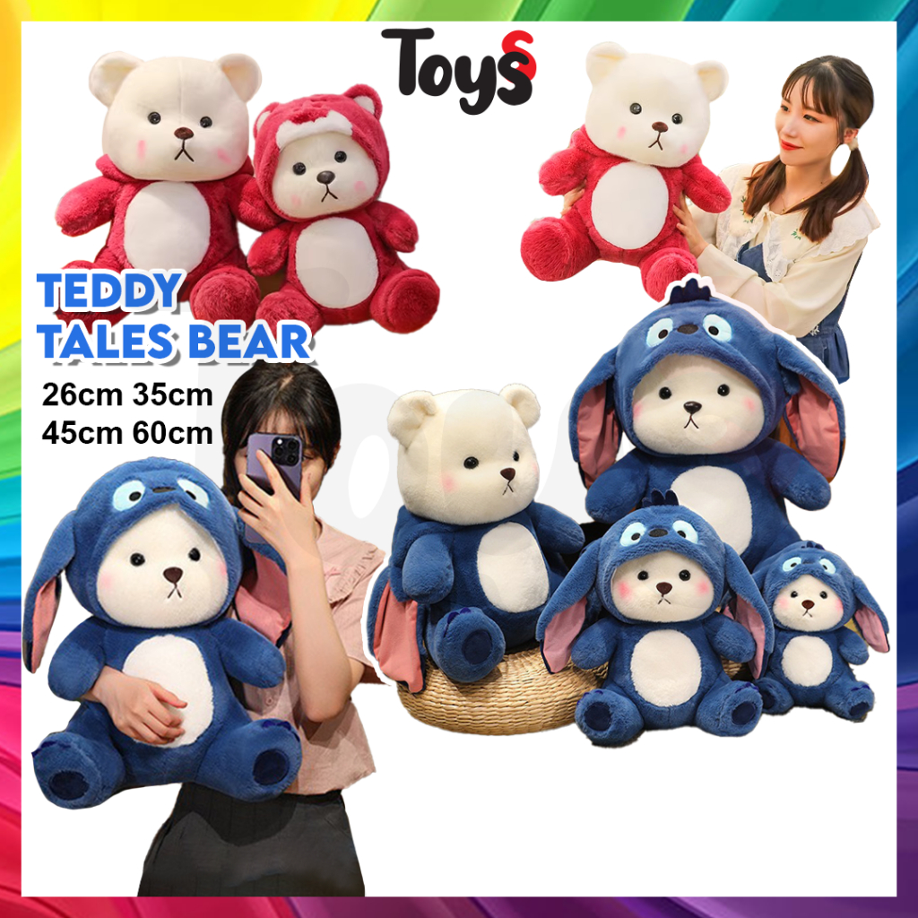 🔥Toyss Plushie Teddy Tales Bear Pink Teddy Bear Stitch Plushie Soft Toy ...