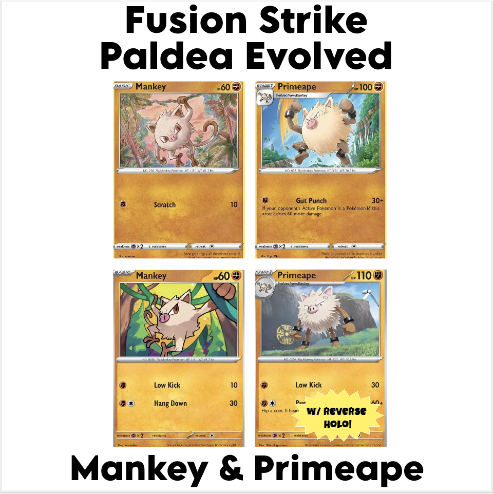 Pokemon TCG Mankey & Primeape [133/264][134/264][106/193][107/193 ...