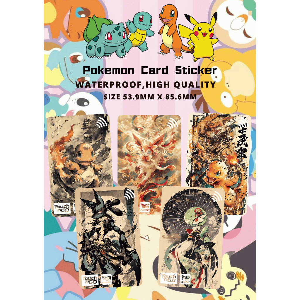 Pokemon Japanese Style Card Sticker - Touch n Go Card Sticker Cover ...