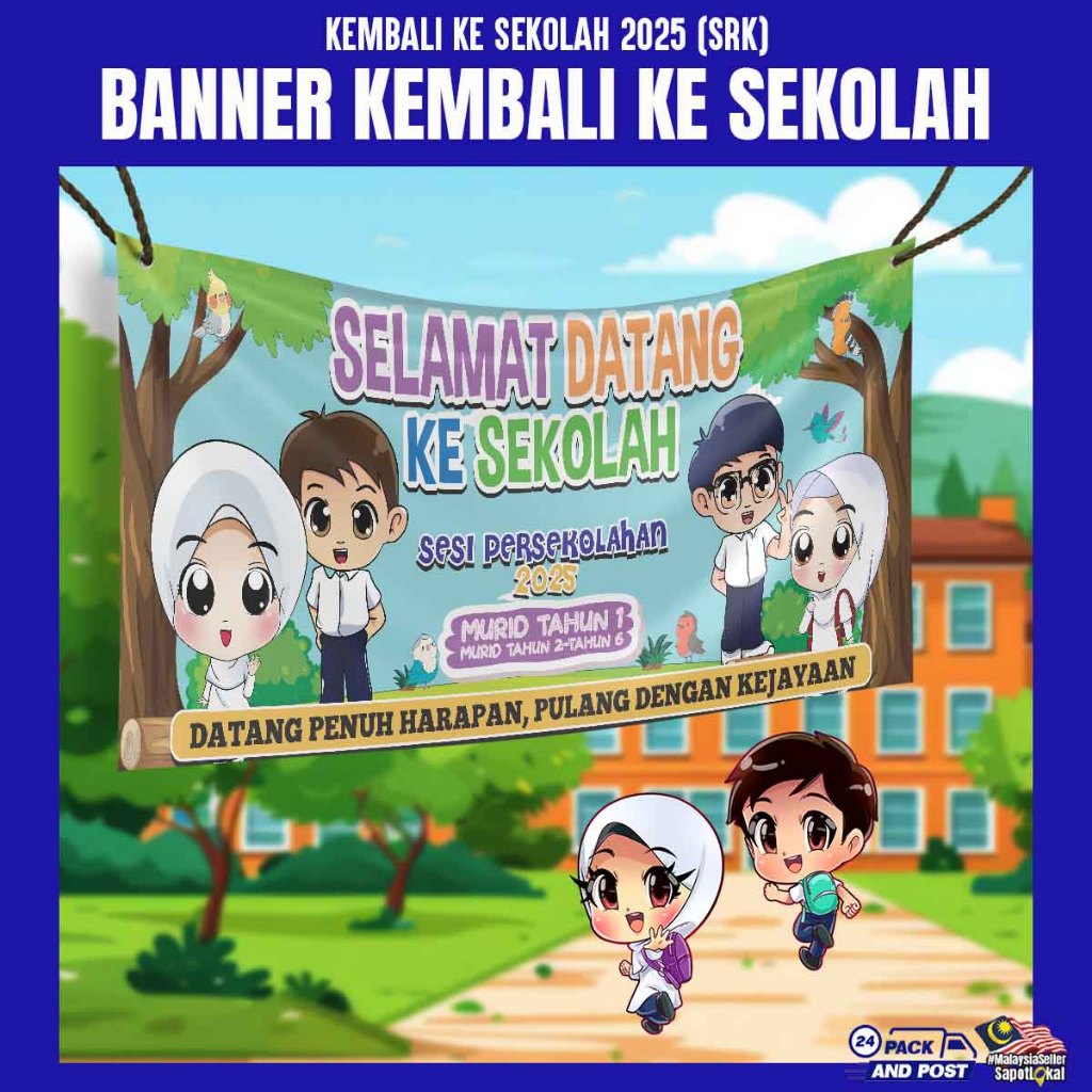 Banner KEMBALI KE SEKOLAH (SRK) 2025 / BACK TO SCHOOL / saiz (5x2 FT) | Shopee Malaysia