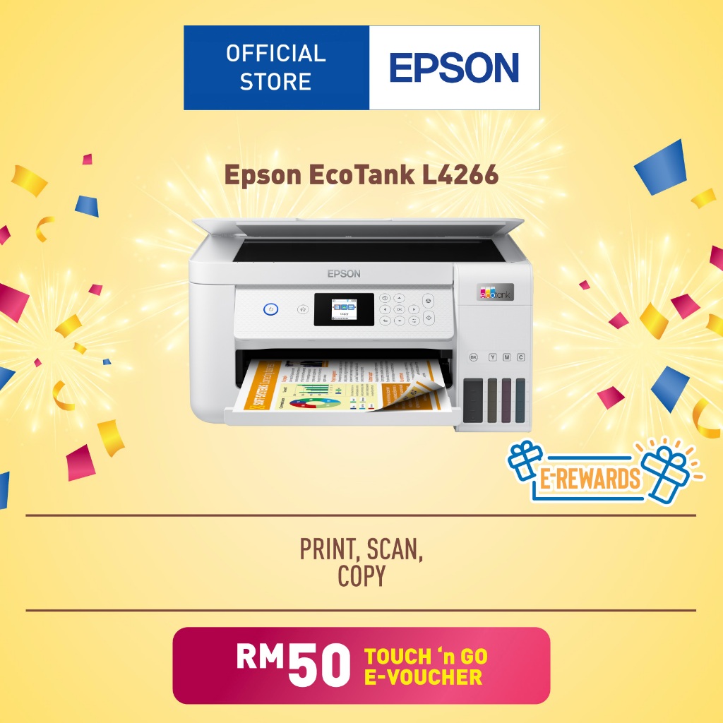 Epson EcoTank L4266 (White) A4 Wi-Fi Duplex All-in-One Ink Tank ...