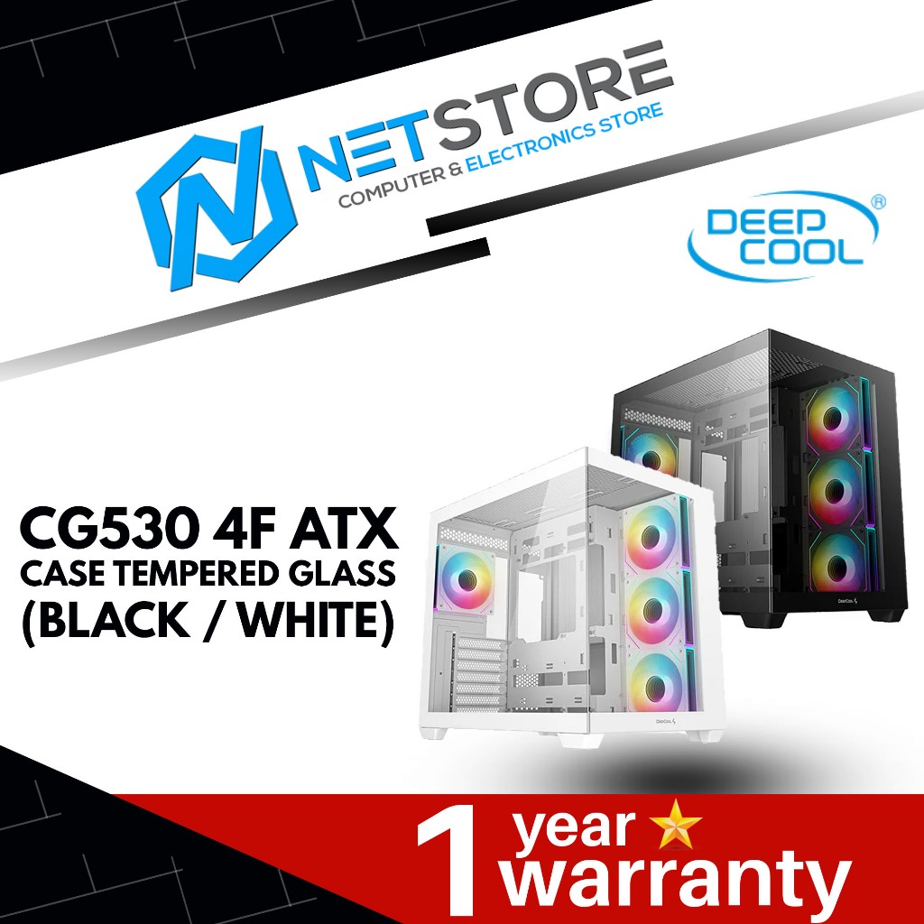 DEEPCOOL CG530 4F ATX CASE TEMPERED GLASS (BLACK / WHITE) | Shopee Malaysia