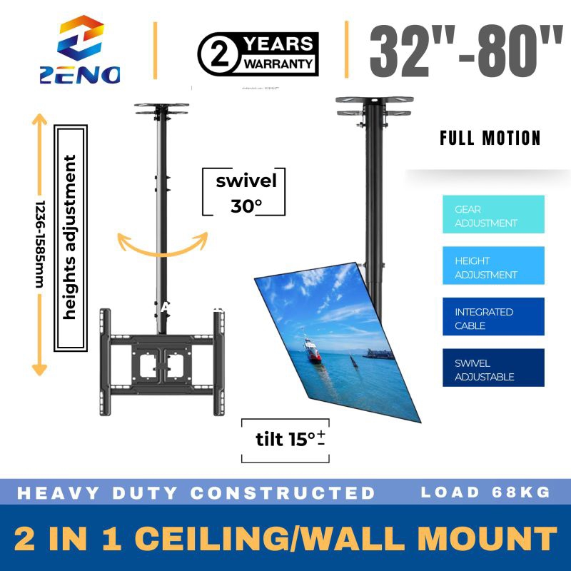Zeno T750 32"-80" Ceiling Wall TV Mount Flat Screen Display Hanging ...