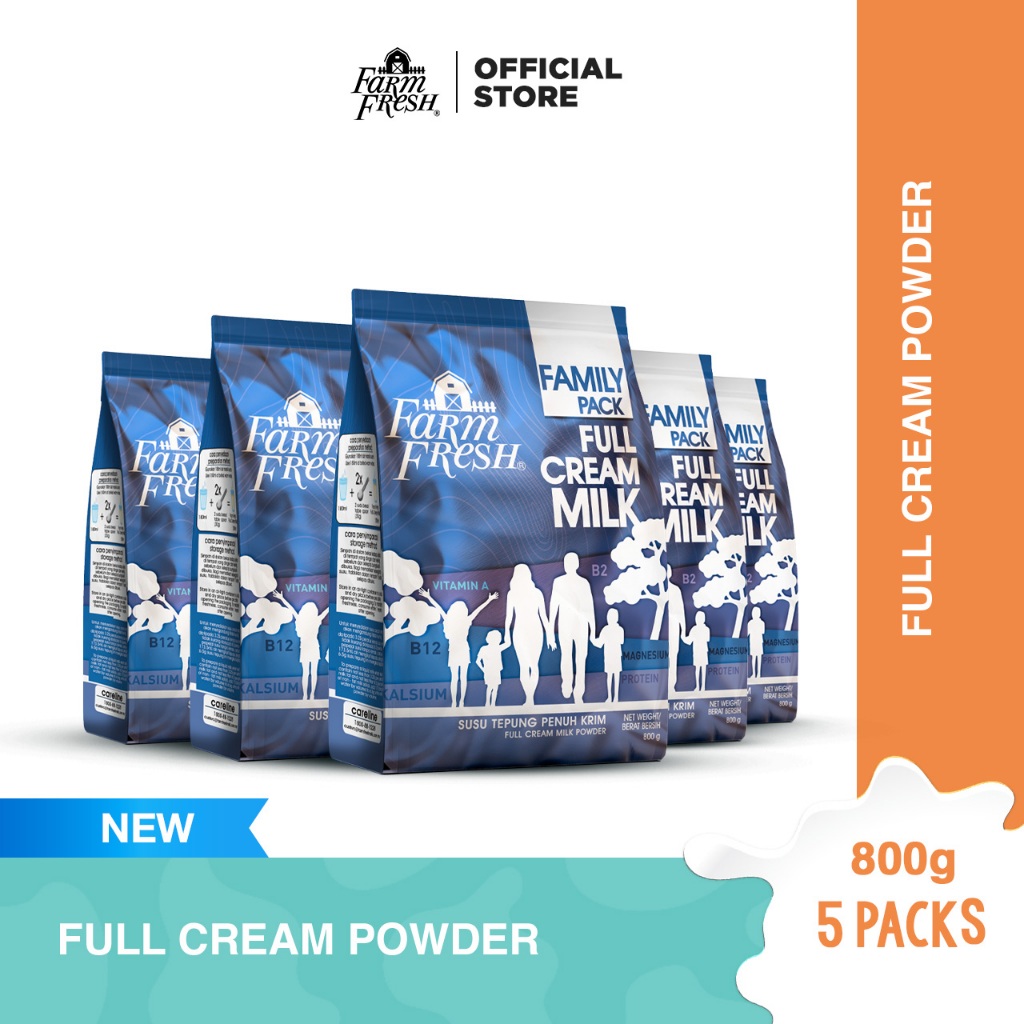 Farm Fresh Full Cream Milk Powder 800g x 5 Packs | Farm Fresh Susu Tepung Penuh Krim 800g x 5 ...