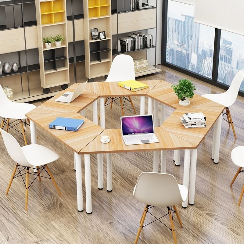 Small conference table splicing simple modern trapezoid training table ...