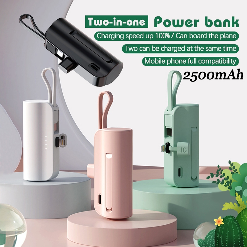 Capsule Mini PowerBank 2500mAh Android Type-C Mini Portable Emergency ...