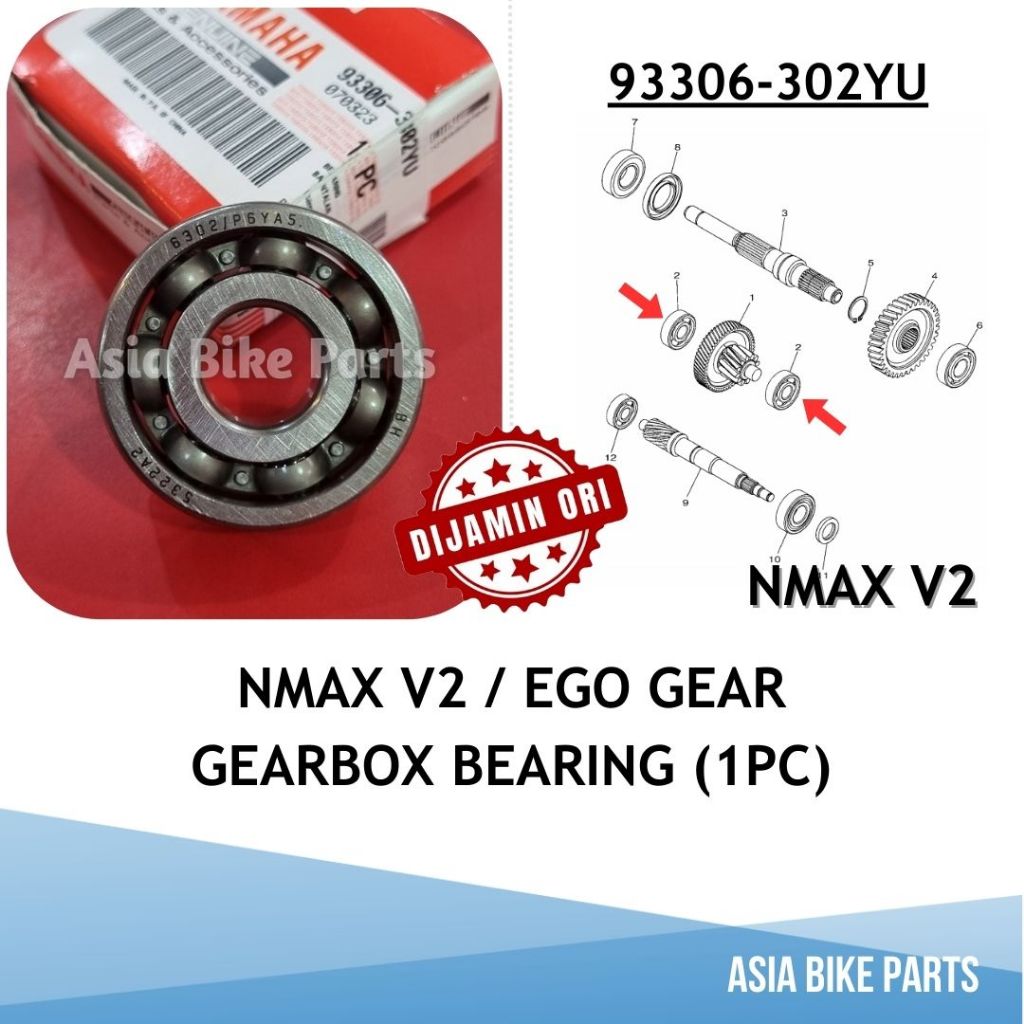 Yamaha Original NMAX V2 / Ego Gear Transmission Gear Box Bearing ...