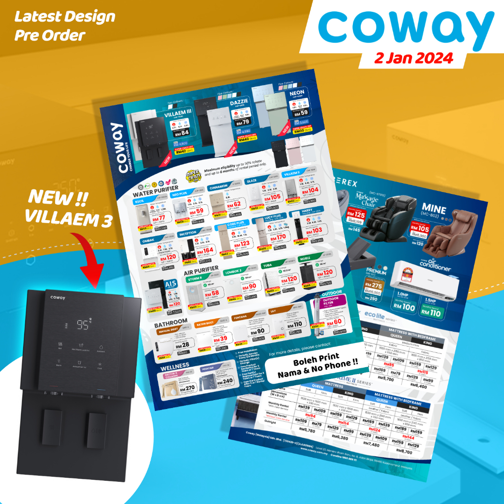 50 pcs A5 - Flyers Coway + Villaem 3 (Latest Design) - 2 Jan 2025 (PRE ...