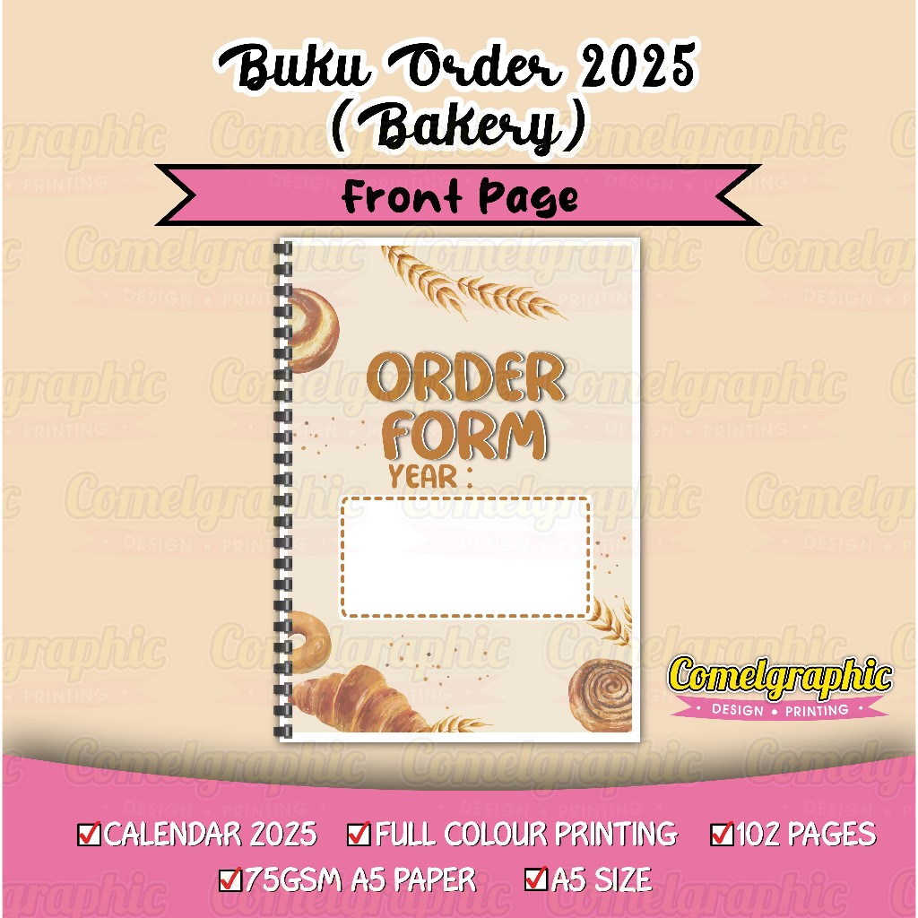 NO COD - Buku Nota Order Form A5 2025 untuk pengusaha bakery /A5 Order ...