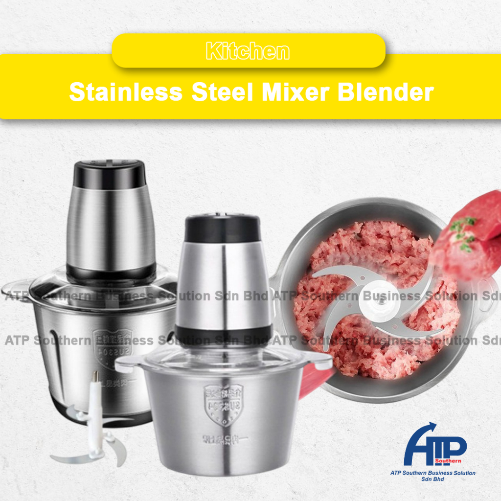 Stainless Steel Mini Mixer & Blender 2L/3L Pengisar Daging Food Chopper ...