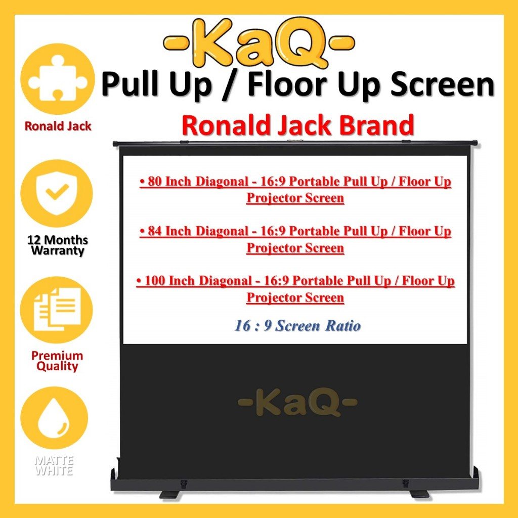 Portable Pull Up Screen Floor Up Projector Screen 80 Inch 84 Inch 100 ...