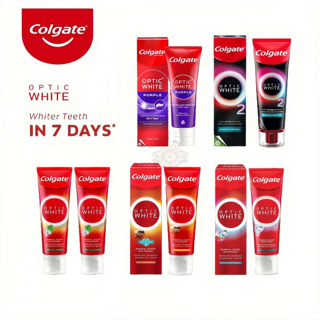 Colgate Optic White Volcanic| Exfoliating | Mint Plus| Purple ...