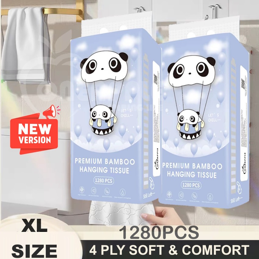 NEW HANGING Bamboo Tissue Bigger Size XL /Soft Facial Tissue 4 Ply 1280 ...