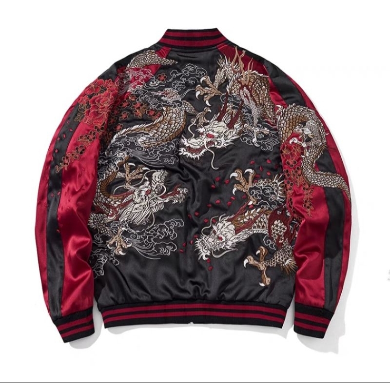 (Brand New & Original) Red Rampaging Dragon Reversible Sukajan Jacket ...