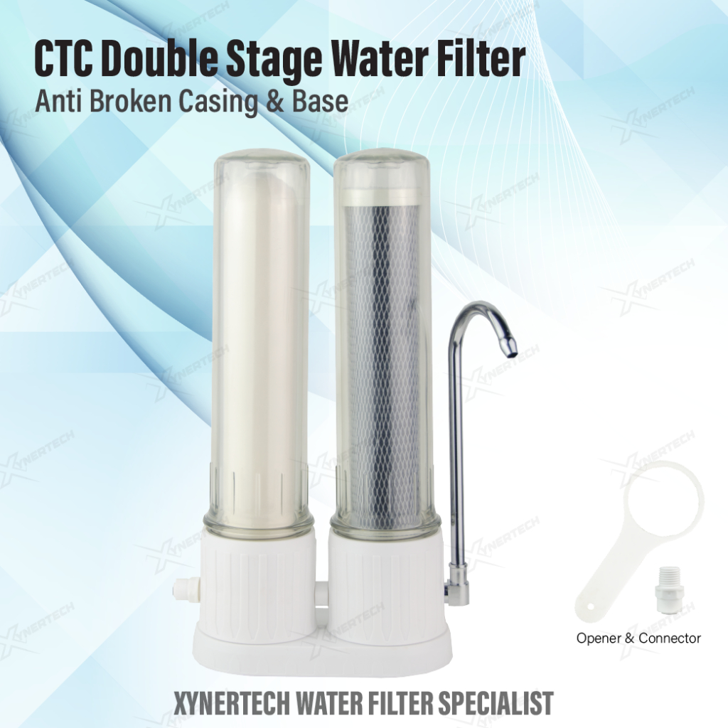 GEN AIR CTC Double Water Filter System Anti-Broken Casing & Base for Drinking System Table Top ...