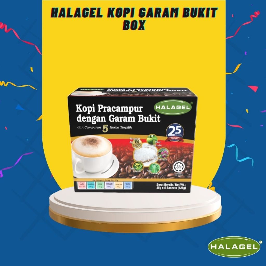 Halagel Rock Salt Premix Coffee mixed with 5 Herbs BOX (5 Sachets ...