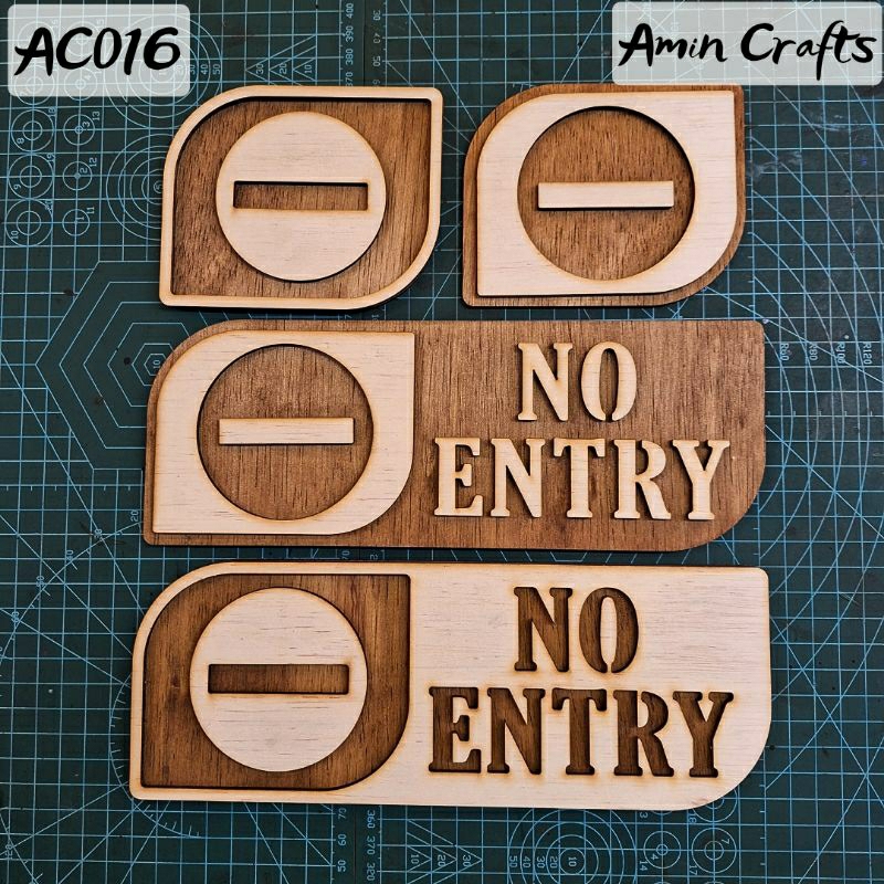 No Entry 3D Sign Board Wall Sign Door Sign Simbol Wooded Plywood ...
